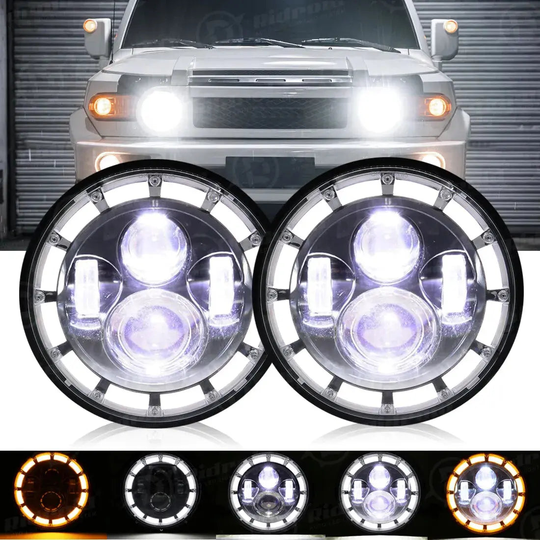 Pair 7Inch Round Led Headlights Combo Halo Angel Eyes For Fj Cruiser 2 – Dynamic Performance Tuning