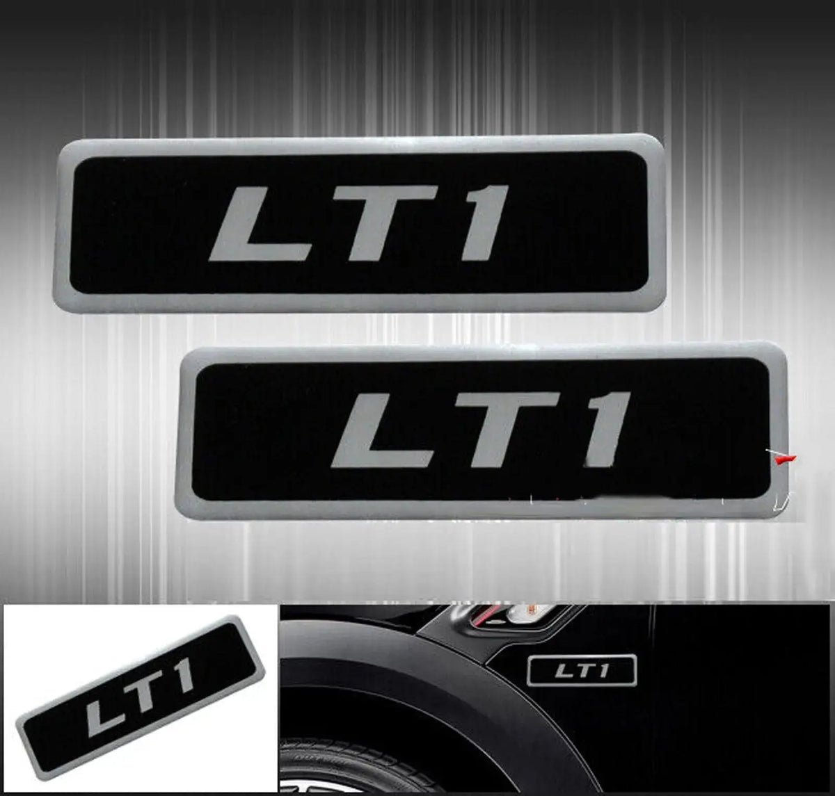 2X Gray Black Lt1 Jdm Adhesive Emblem Decal Sticker Badge Fender Door ...