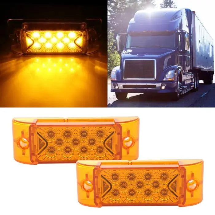 2x 13 led rectangular 6.1" yellow indicator tail light car 12v vehicle ...