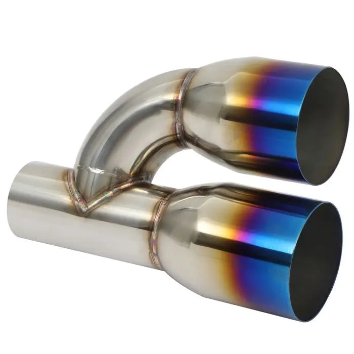 Dual Rainbow Burnt Tip T304 Exhaust Muffler 2.5" 63mm Inlet/ 3.5" Out ...