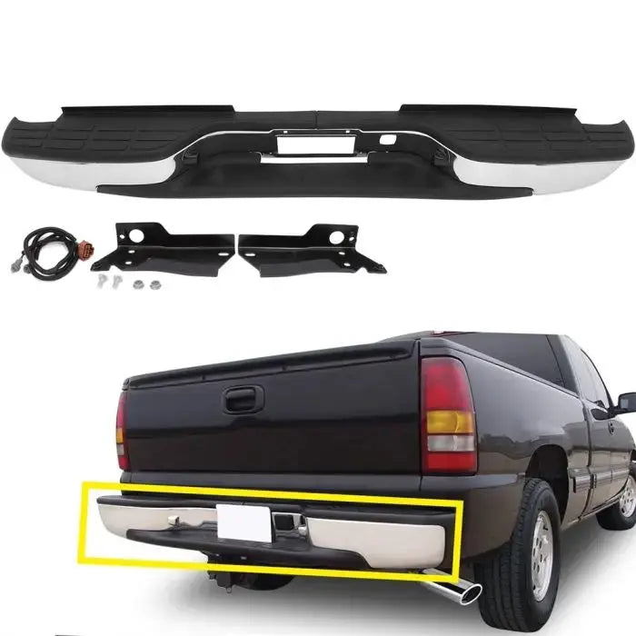 Chrome Complete Rear Bumper for 2001-2006 Chevy Silverado 2500HD 3500 ...