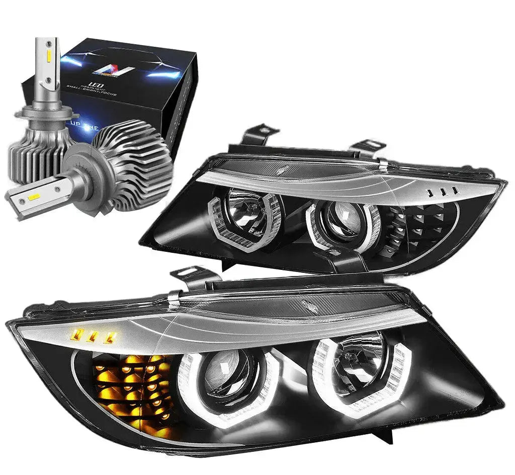 2006-2008 Bmw E90 Crystal Led U-Halo Headlights W/Led Kit Slim Style C ...