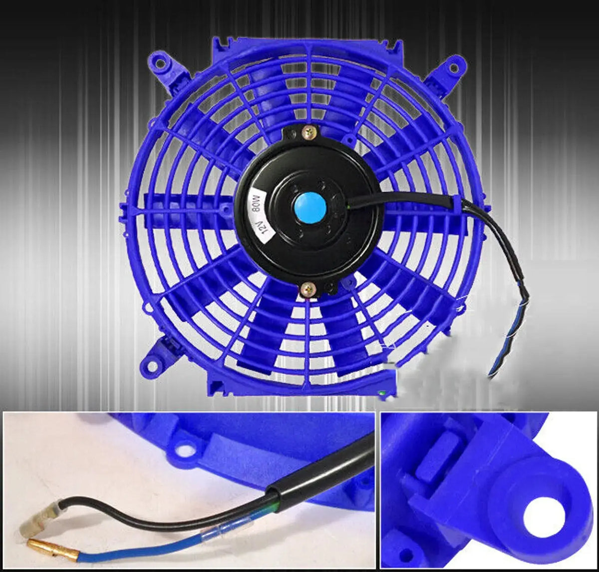 Thin 10" Pull/ Push Radiator Engine Bay Cooling Fan + Zip Tie Kit Blue ...