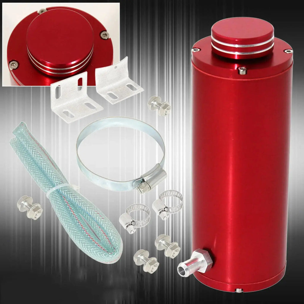 Red Cylinder Radiator Reservoir Tank Coolant Catch Tank Can Hose Jdm O ...