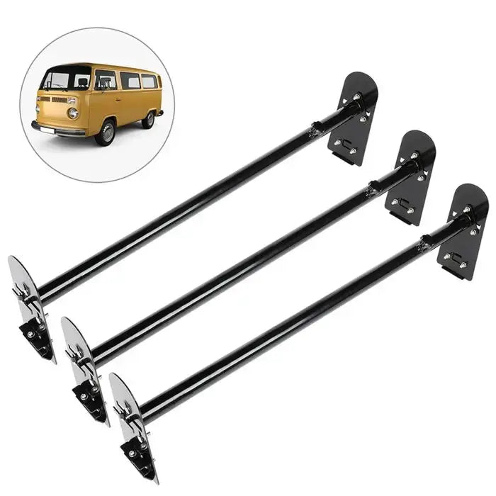 Van Roof top Ladder Rack 3 Bar Heavy Duty Steel Black For Chevy Dodge ...