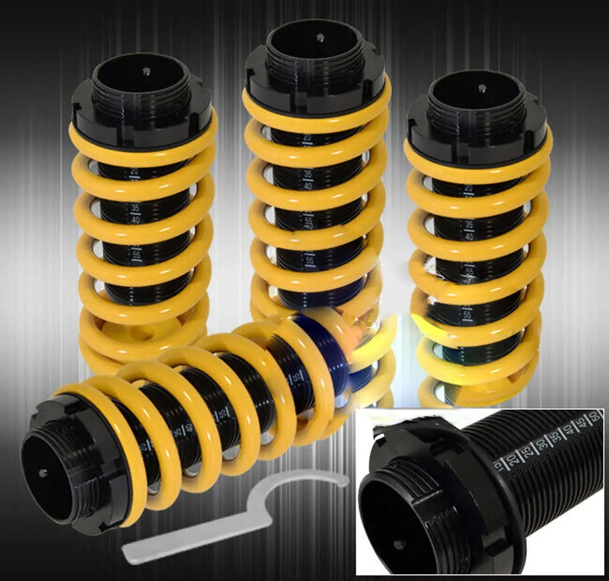 Yellow Lowering Scaled Adjustable Coilover Springs Sleeves For 1990-20 ...
