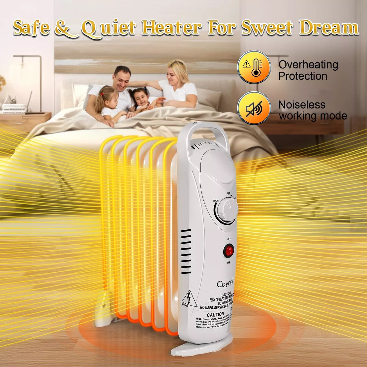 7-Fin Electric Indoor Space Heater Quiet Portable Room Heater with The ...