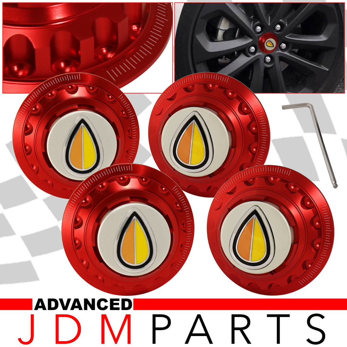 Wheel Hub Cover JDM Elder Badge Red – Dynamic Performance Tuning