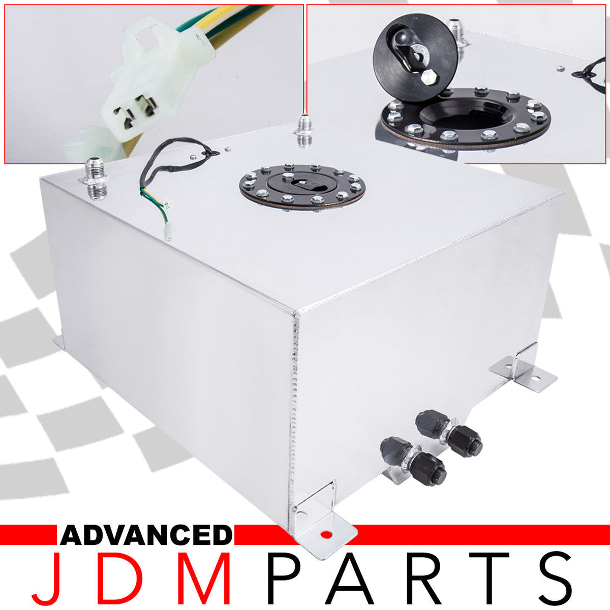 Universal 50 Liter / 13 Gallon Chrome Aluminum Fuel Cell Tank W/ Black ...