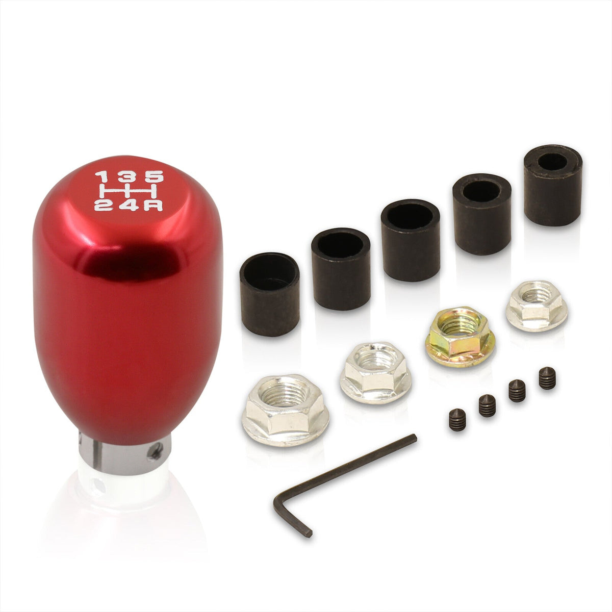 Universal 5 Speed M8 M10 M12 Type-R Style Shift Knob Red with White Le ...