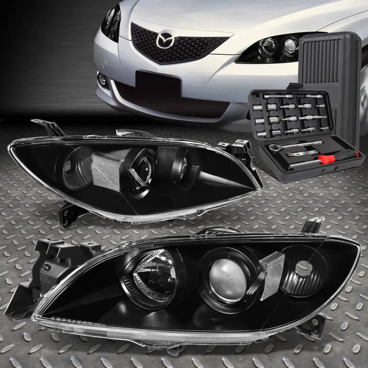 04-09 Mazda 3 Sedan Sdean Black Clear Corner Projector Headlights+Tool ...