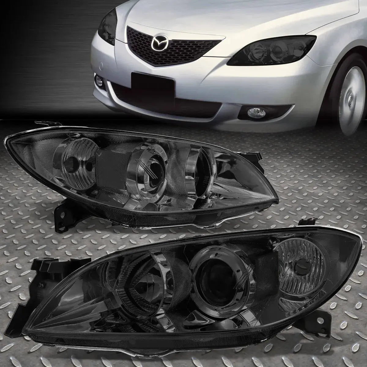 04-09 Mazda 3 Sedan Smoked Housing Clear Corner Projector Headlight He ...