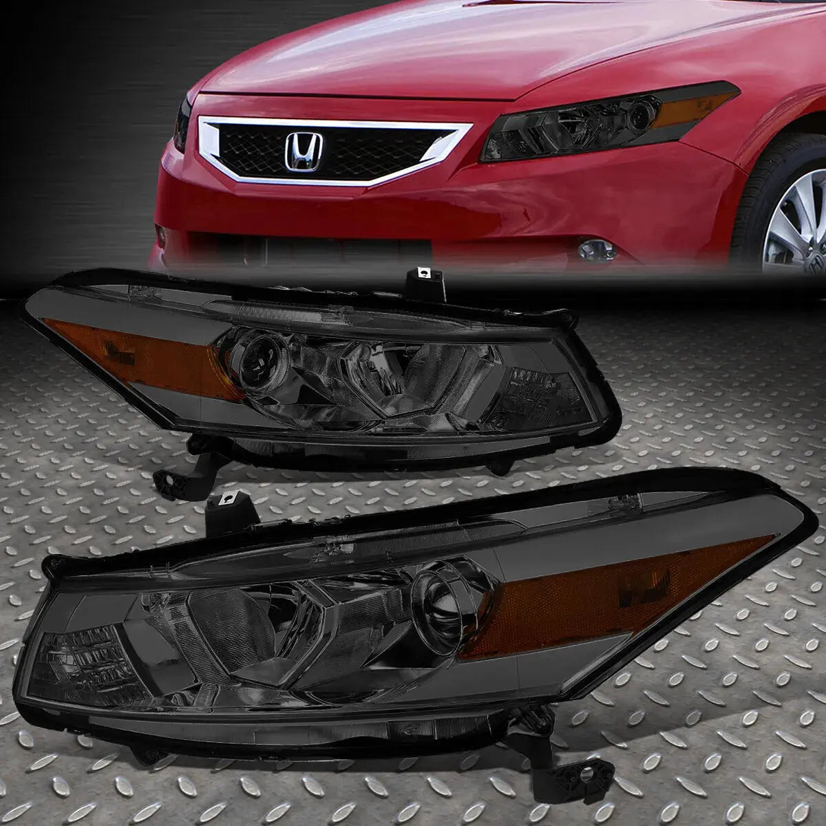 08-12 Honda Accord Coupe Smoked/Amber Corner Projector Headlight Head ...