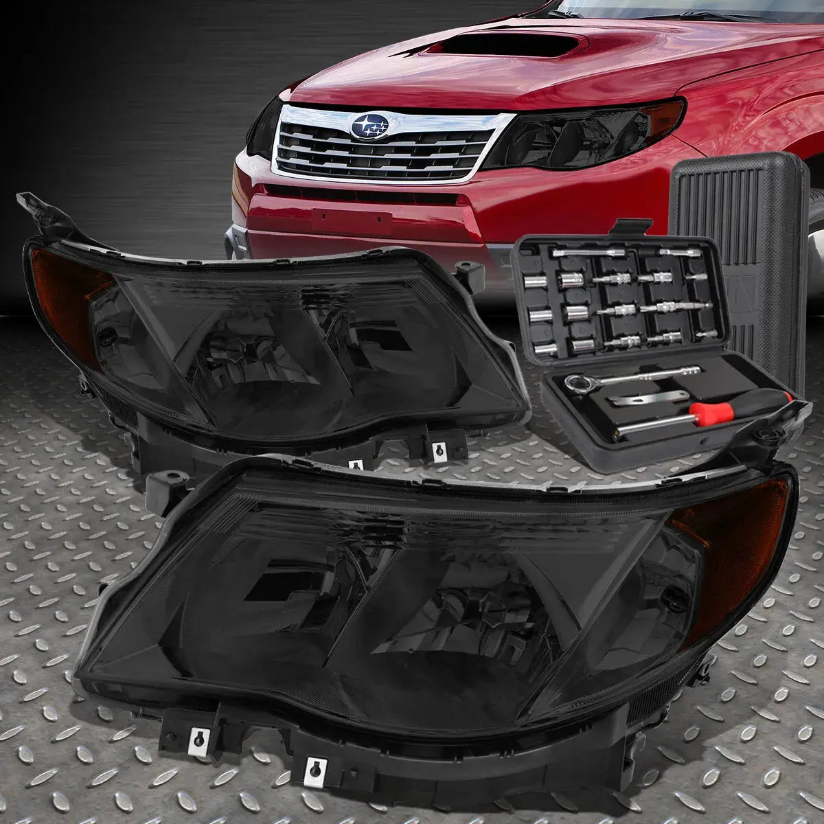 09-13 Subaru Forester Smoked Housing Amber Corner Headlight Lamps+Tool ...