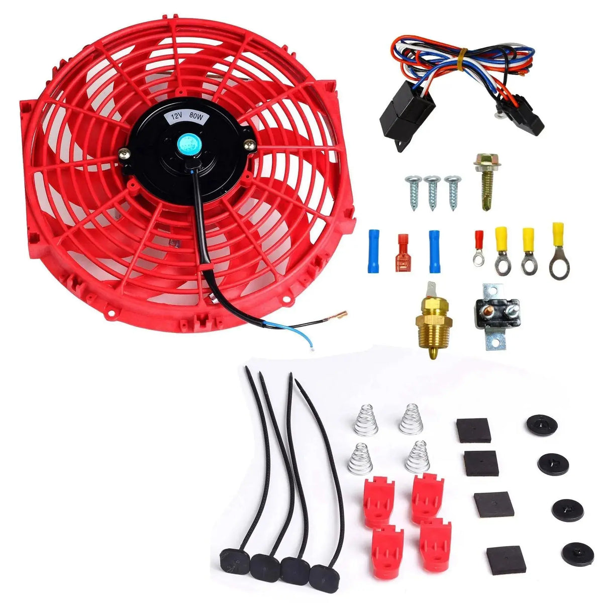 12'' Electric Radiator Cooling Fan 3/8" Probe Ground Thermostat Switch ...