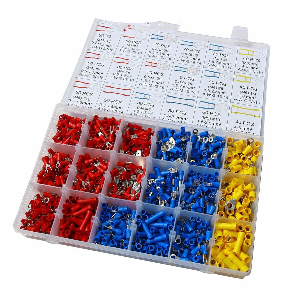 1200Pcs Insulated Assorted Electrical Wiring Connectors Crimp Terminal ...