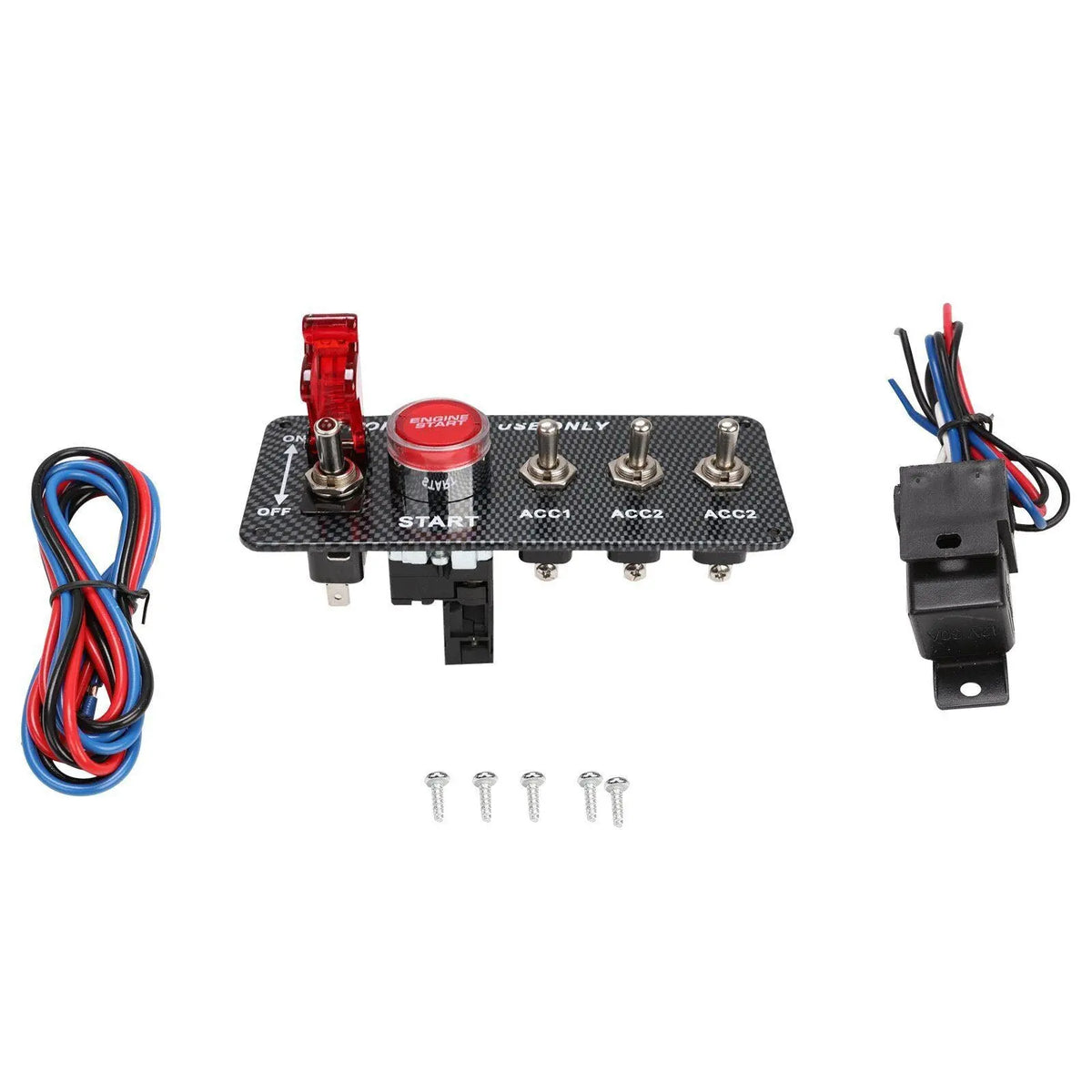 12V Race Car Toggle Ignition Engine Start Push Button Carbon Fiber Swi ...