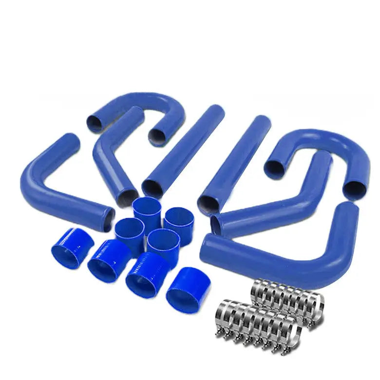 2.75" TURBO FRONT/SIDE MOUNT INTERCOOLER BLUE DIY 8PC ALUMINUM PIPING+ ...
