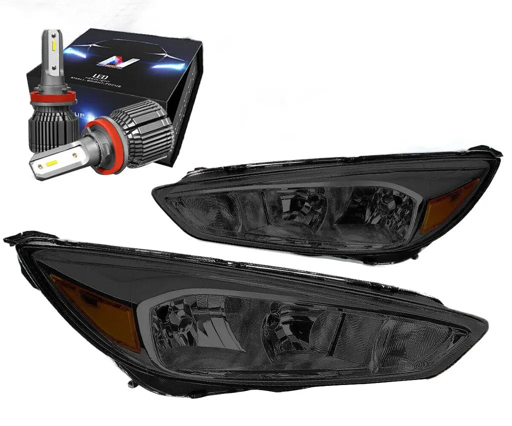 2015-2018 Ford Focus Turn Signal Headlight Lamps W/Led Kit+Cool Fan Sm ...