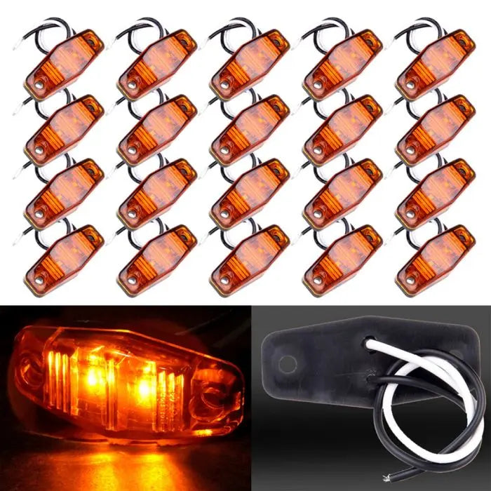 20) Amber 2Doides Led Surface Mount Side Marker Trailer Clearance Ligh ...