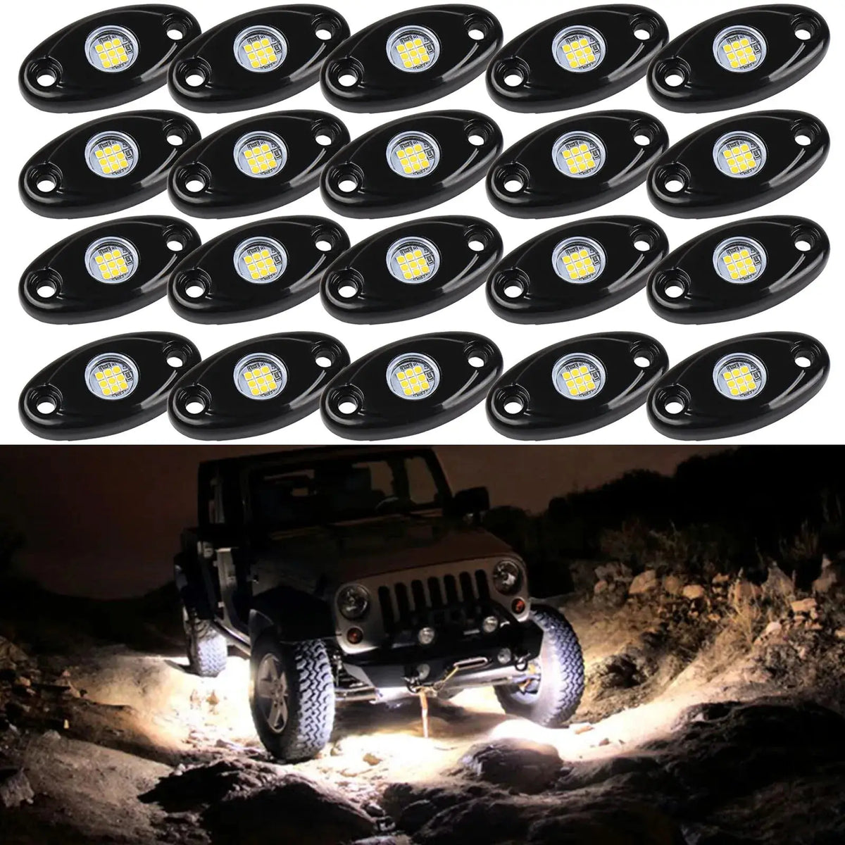 24X White Led Rock Lights Pods Underbody Glow Lamp Offroad Suv Pickup ...