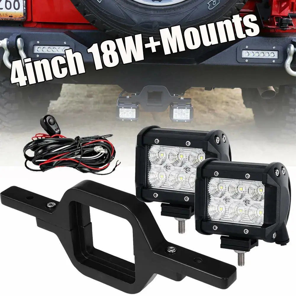 2X 18W Led Backup Reverse Light+Tow Hitch Mount Bracket For Jeep Ford ...
