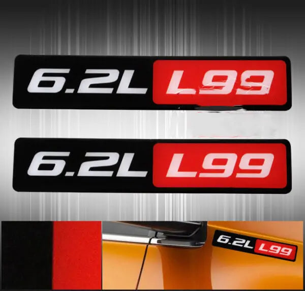 2X Black Red 6.2L L99 Chevy Camero Ss Adhesive Emblem Decal Sticker Ba ...