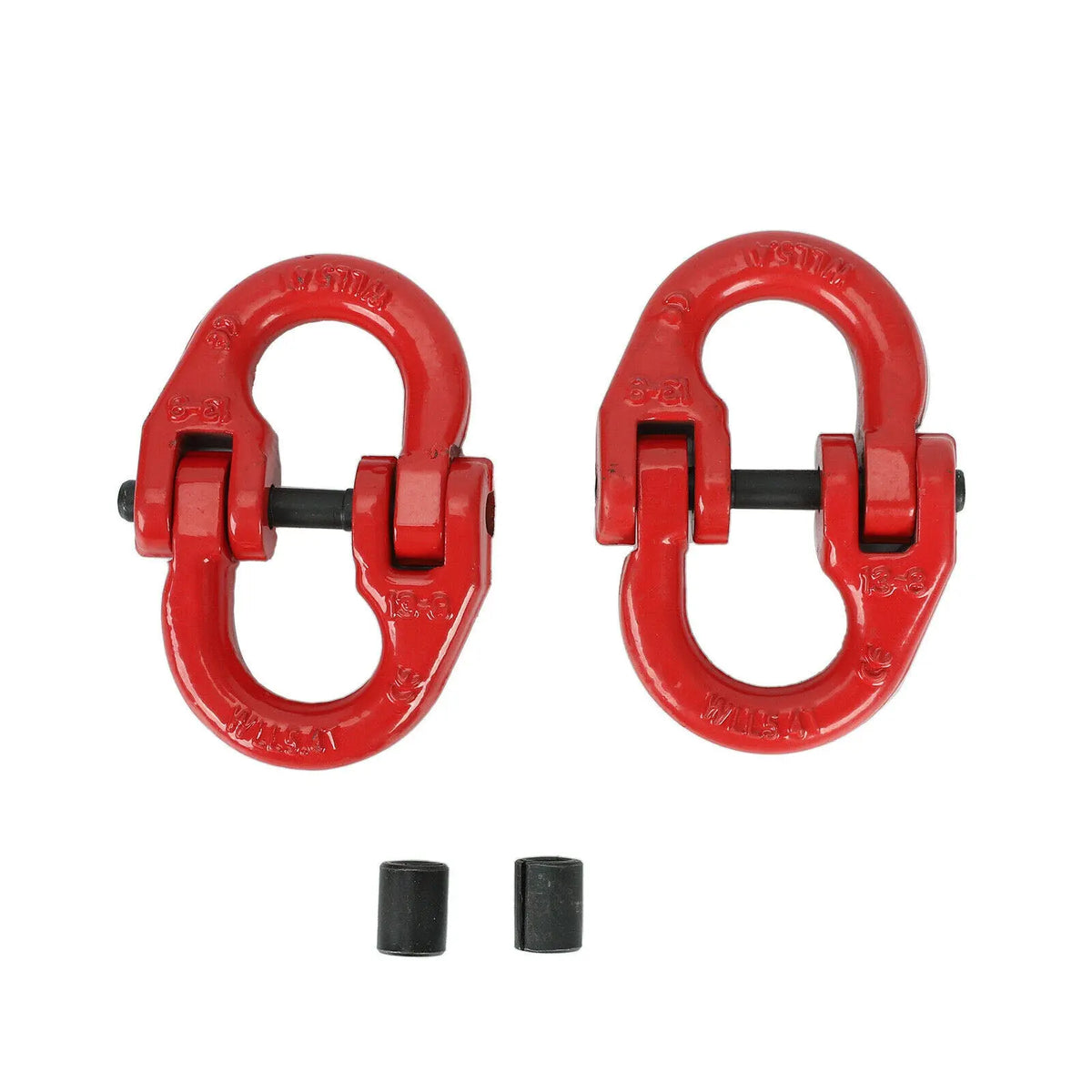 (2) 1/2 Inch G80 Red Coupling Link Tow Hitch Safety Chain Hammer Lock ...