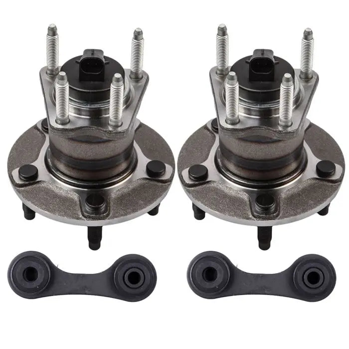 (2) Rear Wheel Hub and Bearing Assembly + (2) Rear Sway Bar Links Susp ...