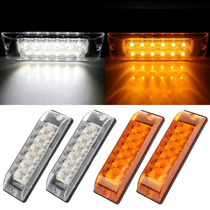 2x 12 LED 8 inch amber side signal light Pickup Truck Lorry boat +2X w ...