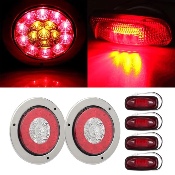 2x 16 led 6 inch red indicator trail light Pickup Truck Lorry +4X free ...