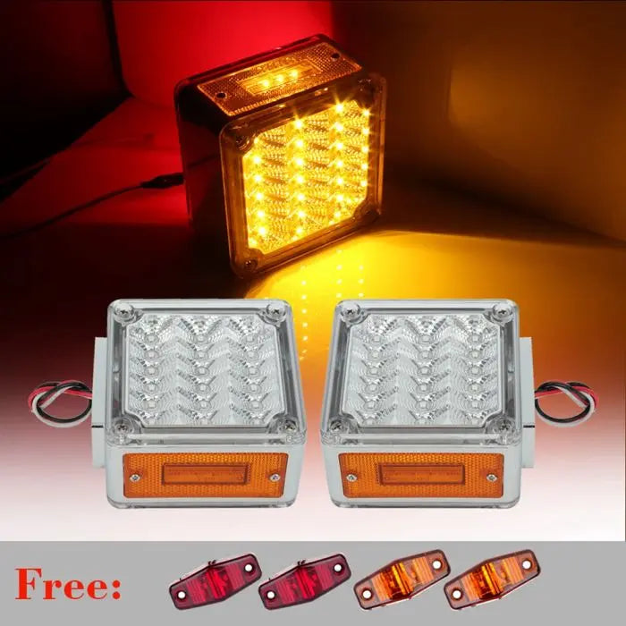 2x red/amber car tail signal turn break lights 39 led universal + 4x f ...