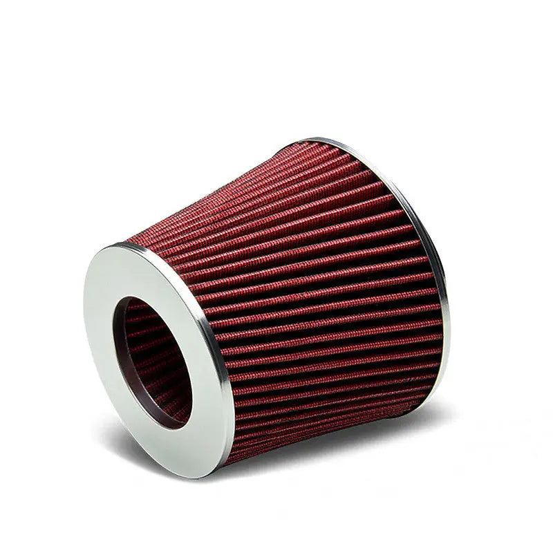 3" SHORT RAM/COLD AIR INTAKE ROUND MESH TAPERED GAUZE RED RUBBER FILTE ...