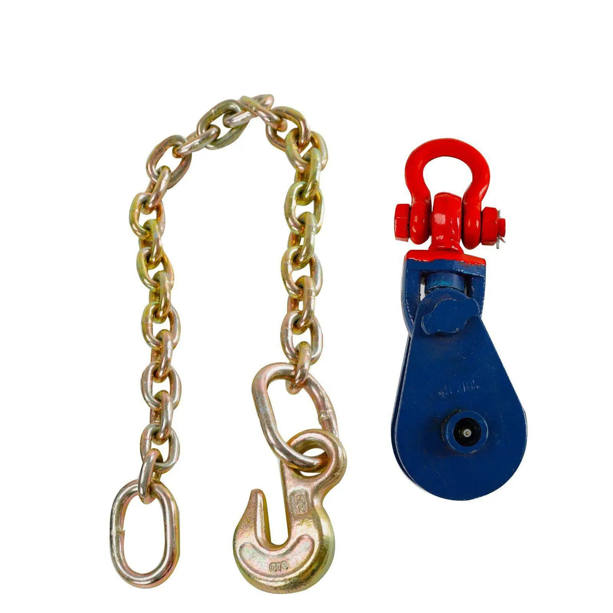 3/8" X 2' Tow Chain W/ Snatch Block Sheave 2 Ton Truck Rollback Wrecke ...