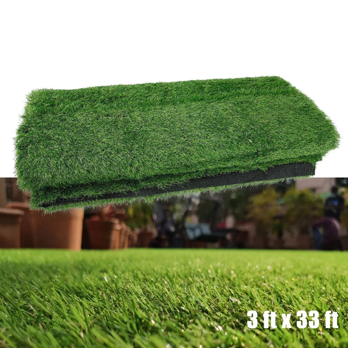 3 Ft X 33 Ft Artificial Grass, Realistic Fake Grass Deluxe Synthetic T ...