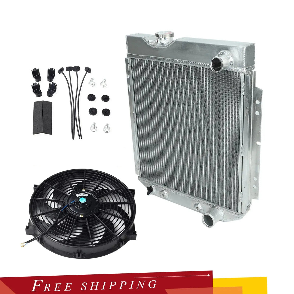 3 Row Full Aluminum Radiator +14" Cooling Fan Kit 60-66 Ford Falcon Mu ...