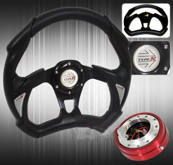 320Mm Steering Wheel W/ Fully Detachable Quick Release Slim Red +Jdm ...
