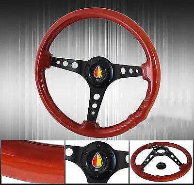 345Mm Light Wood Grain Black Center Steering Wheel + Jdm Vip Elder Leaf ...