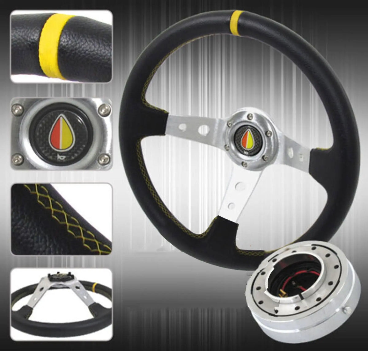 350Mm Interior Steering Wheel Combo Kit - Short Quick Release & Jdm ...