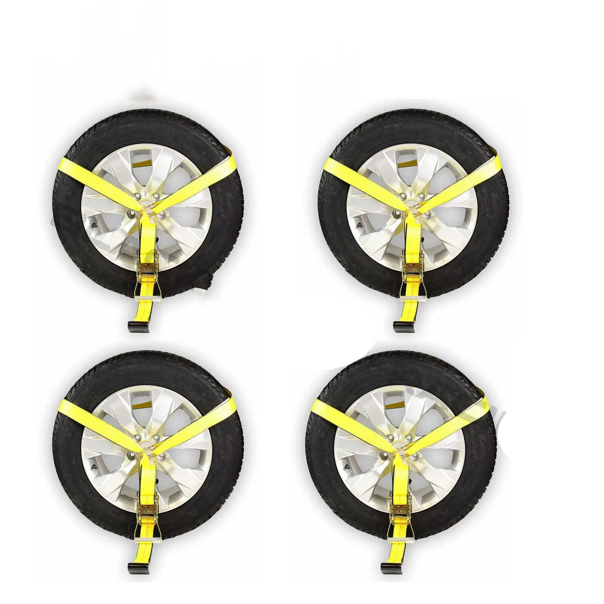 (4 Pack) 2"X10' Side Mount Wheel Net Tie Down W/Ratchet Lasso Straps ...