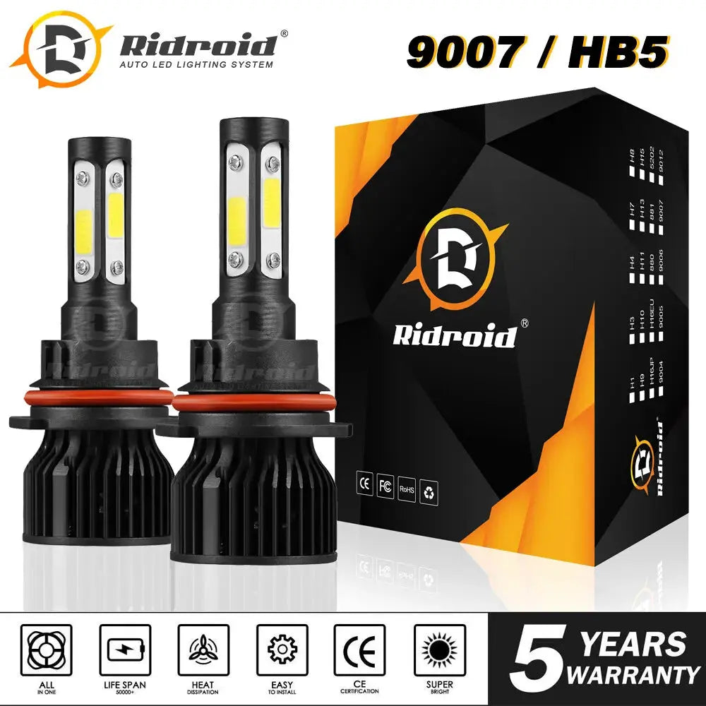 4-Sides Led Headlight Bulb Conversion Kit 9007 High/Low Dual Beam 2400 ...