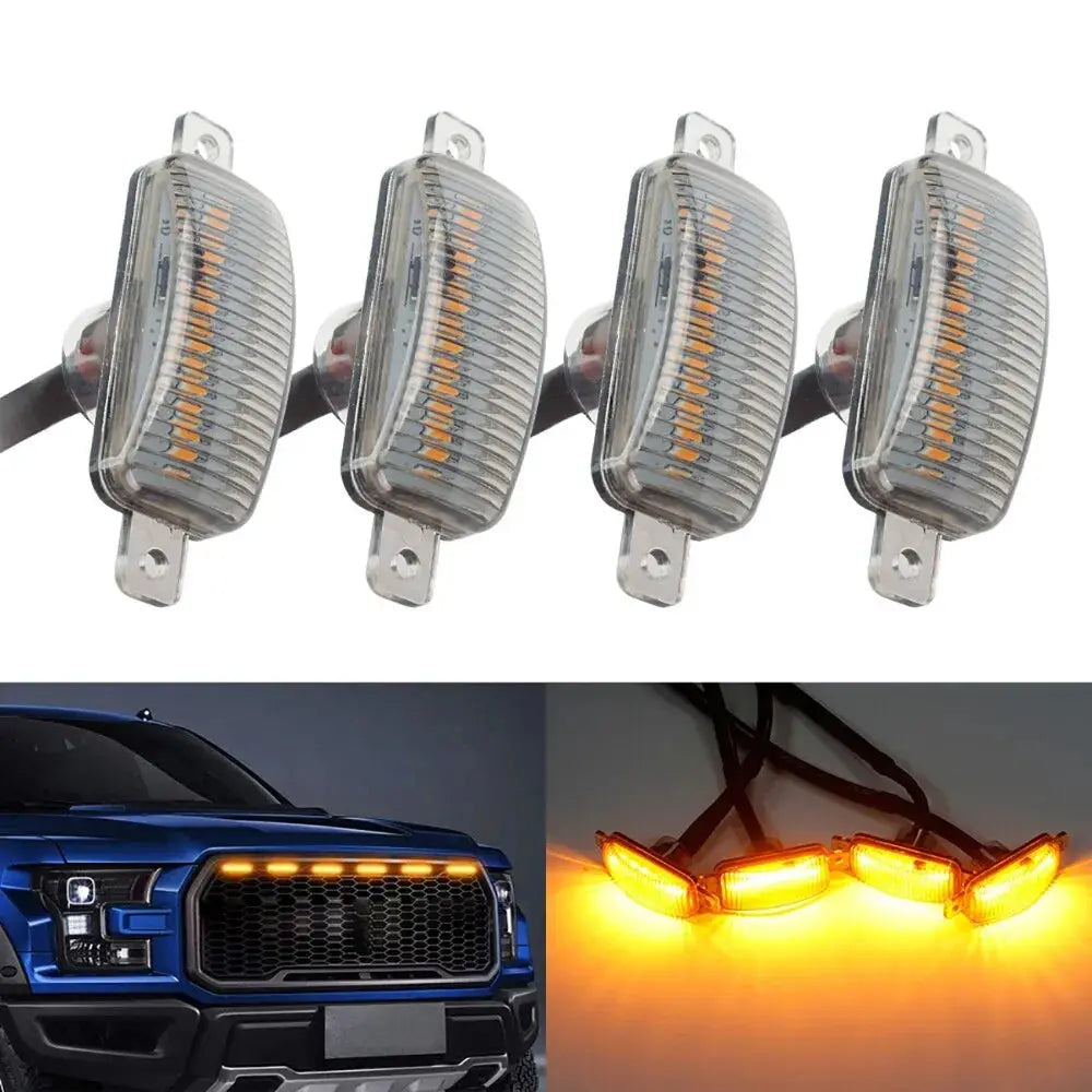 4X Raptor Style Led Front Grille Running Mark Light Kit For Chevy Silv ...