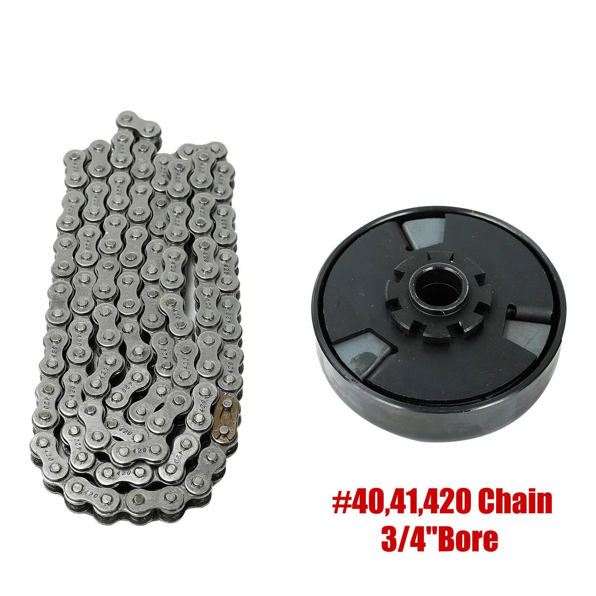 5 Feet Chain & 3/4''Bore 10T #40/41 420 Go Kart Mini Bike Centrifugal ...