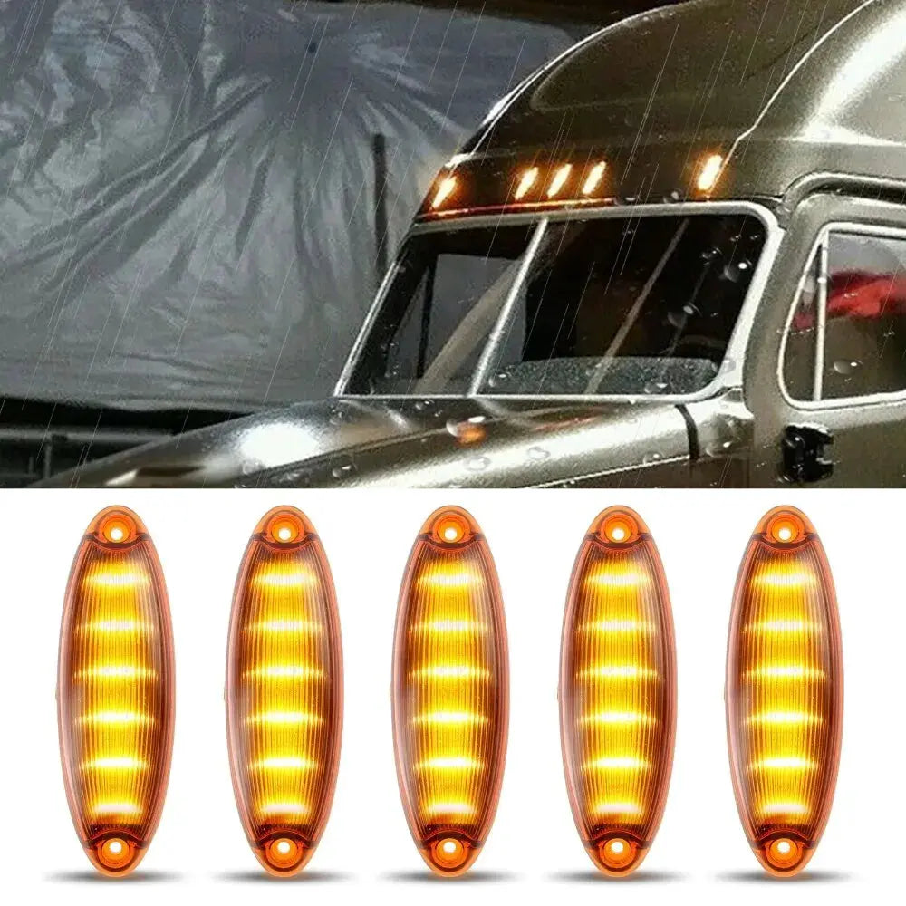 5X Amber Led Raised Roof Clearance Marker Lights For Freightliner Casc ...