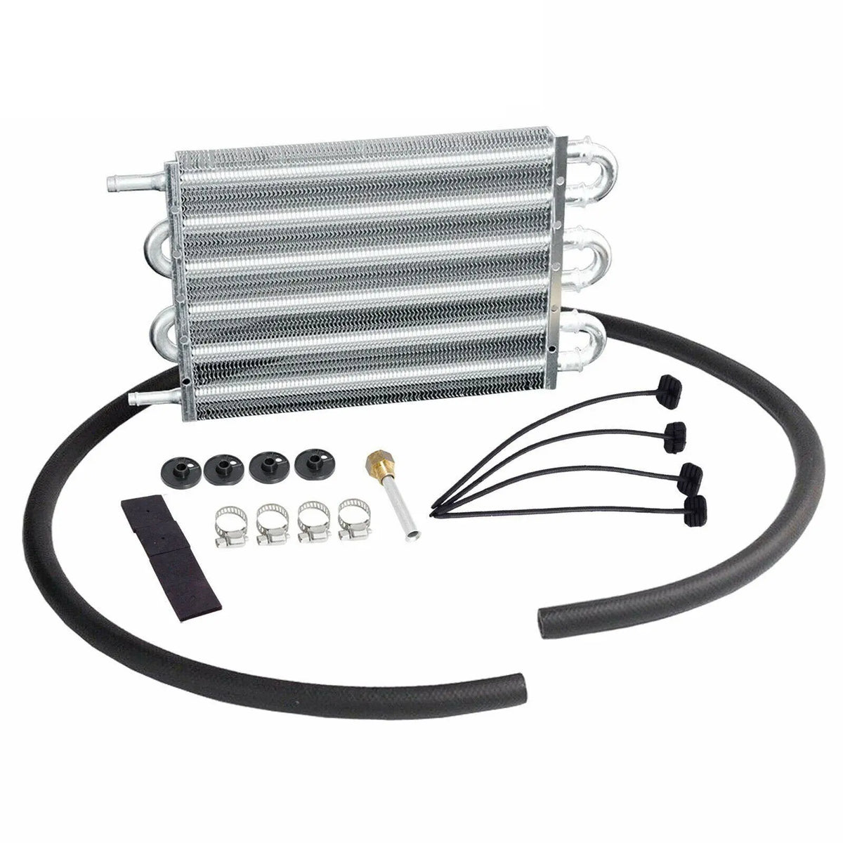 6 Row Transmission Oil Cooler & Mounting Kit Radiator Remote Aluminum ...