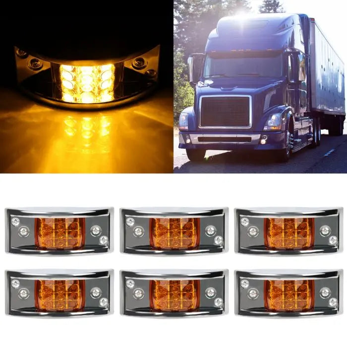6X LED amber indicator trail light Pickup Truck Lorry Peterbilt traile ...