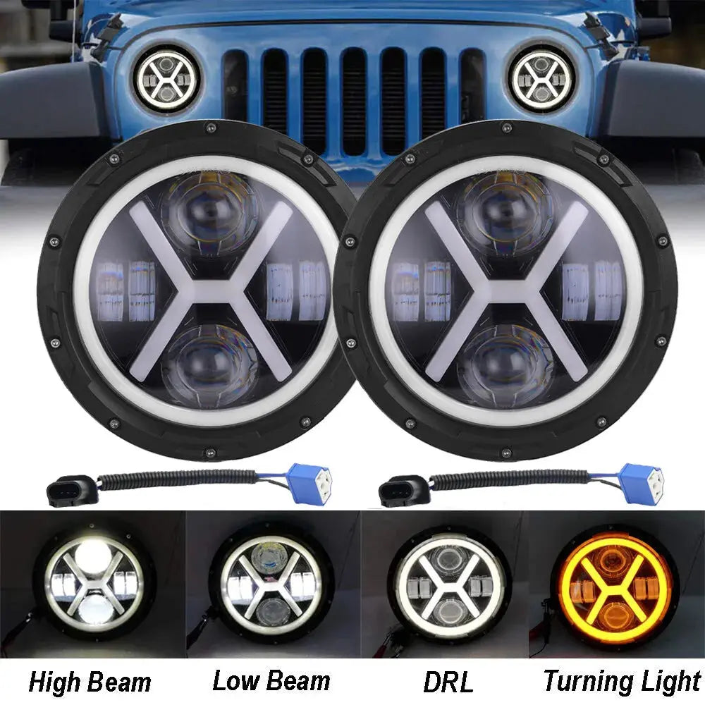 7Inch Round Led Headlight Halo Projector Headlight For Jeep Wrangler J ...