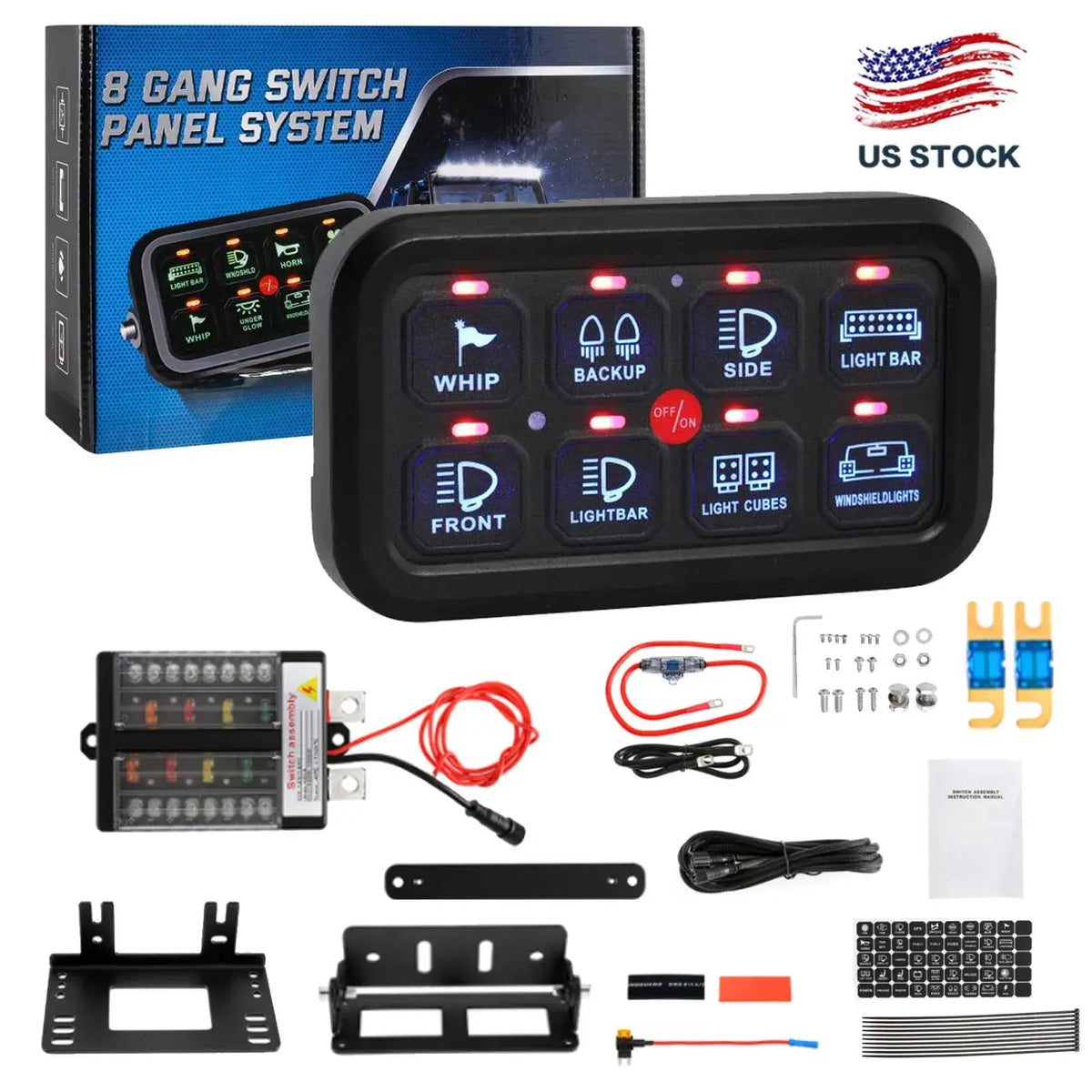 8 Gang Switch Panel Led Light Bar Headlight Alarm Control For Hummer H ...