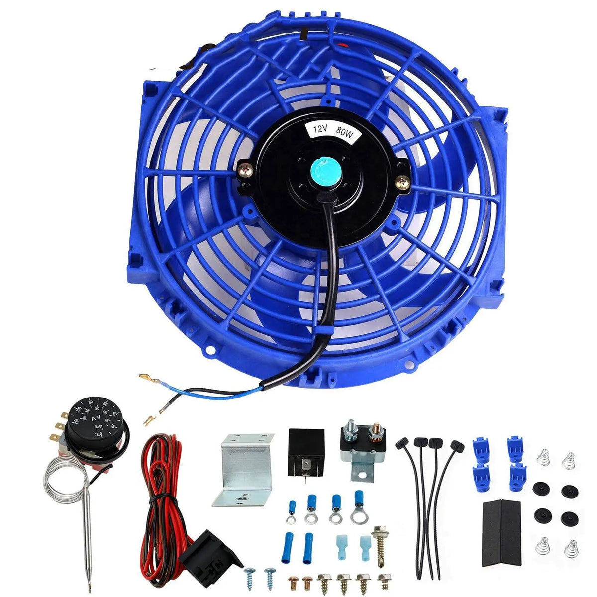 800Cfm 10" Radiator Cooling Slim Push Pull Fan+ 40A Thermostat Control ...