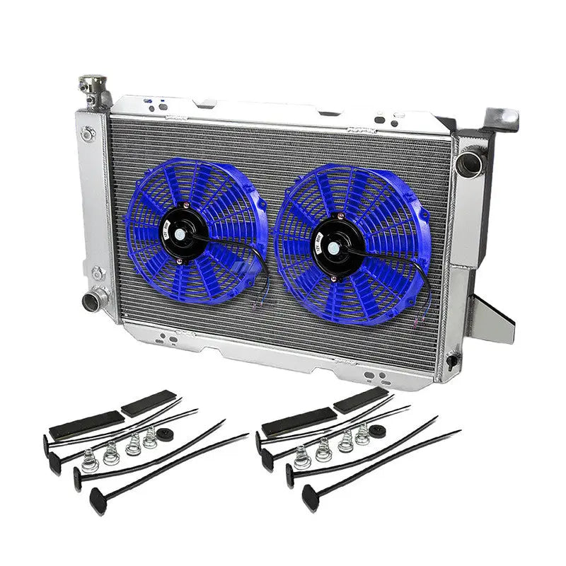 85-96 FORD F250/F150/SUPER DUTY V8 3-ROW ALUMINUM RACING RADIATOR+X2 B ...